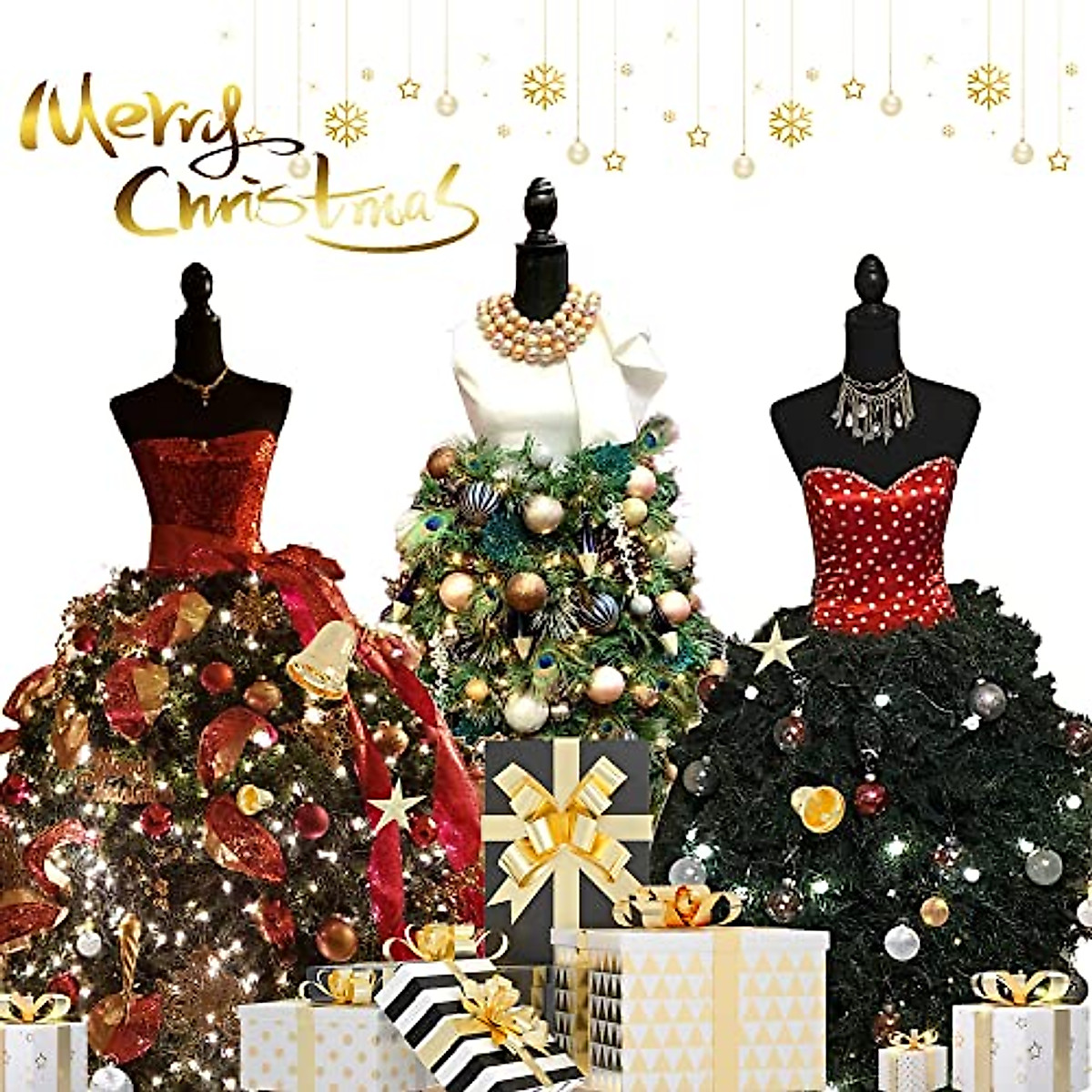 Female Mannequin Torso with Adjustable Tripod Stand, 2 in 1 Dress Form White Mannequin Body w/ Detachable Black Torso Cover for Sewing, Dressmaker, Home Decor, Jewelry & Clothing Display