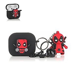 Fit Designed for Airpods 3rd Generation, Suublg Silicone Case Protective Cover with Cartoon Characters Doll Keychain for Airpods 3