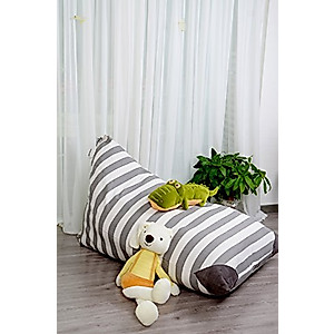 XL Stuffed Animal Storage Bean Bag Chair by mylola | Premium Quality Cotton Canvas Cover | Kids Soft Toy Organizer fits 200L | Makes Comfy Lounger