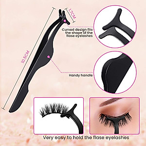 Eyelash Curler, HOCOSY 4 in 1 Eyelash Curlers Kit for Women Includes Lash Curler, Eyelash Brush, Eyelash Extension Tweezers, Eyebrow Brush and Comb, Silicone Refill Pads for Natural Eyelashes