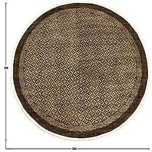 Casavani Indian Handmade Area Rug Geometric Brown & Beige Round Area Dhurrie Best Uses For Garden Yoga Mat Rugs For Kids Room,Bedroom,Dining Room,Balcony,Kitchen For 3x3 4x4 5x5 Feet 8x8 Feet Round