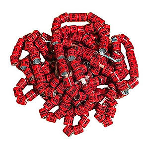 Fenteer 50x 2023 Pigeon Leg Rings Bird Foot Bands for Bantam Finch Canary, Red