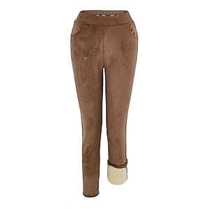 Amaon Today's Deals,Black a Friday Deals 2024 Womens Sherpa Fleece Lined Thermal Jeans Winter High Waisted Thick Corduroy Pants Slim Fit Stretch Warm Tights