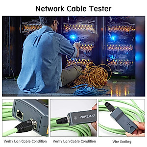 Network Cable Tester - NOYAFA Cable Wire Fault Finder for RJ45 Cat5, Cat6, 5e, 6e Measure Length, Locate The Breakage Point, Check Wiring Error with 8 Far-end Passive Test Jacks