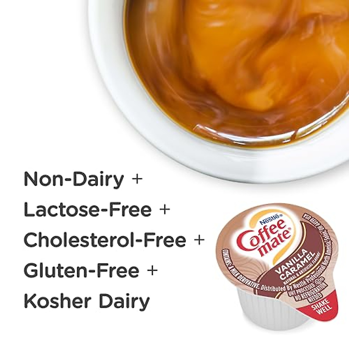 Nestle Coffee mate Coffee Creamer, Vanilla Caramel, Liquid Creamer Singles, Non Dairy, No Refrigeration, 0.37 Fl Oz (Pack of 180)