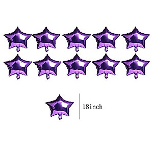 10pcs Star Shape Foil Mylar Balloons,18 Inch Balloon for Wedding Birthday Party Baby Shower Decoration (purple)