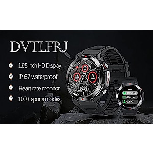 Smart Watch for Men,20m Waterproof Rugged Outdoor Smartwatch with Bluetooth Call 400mAh Battery Life Fitness Watch 1.65" HD Display,100+ Sports Modes Fitness Tracker,for iOS Android Phone,45Black