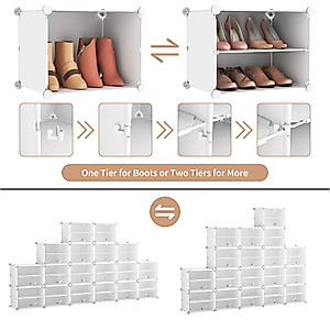 ROJASOP Portable Shoe Rack Organizer with Door, 72 Pairs White Shoe Storage Cabine Covered Shoe Rack Shoe Organizer for Closet Entryway Garage Closed Shoe Rack Organizer Cabinet with Doors