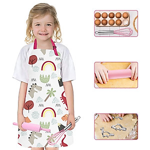 ANUXERA Kids Real Cooking and Baking Set,36Pcs Kids Chef Costume Hat and Apron Sets,Dinosaur Chef Costume for Girl, for 8-12 Year Old Girls.