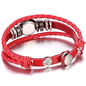 Lovglisten 6pcs Leather Bracelet Bangle for 18mm Snap Button Jewelry (1)