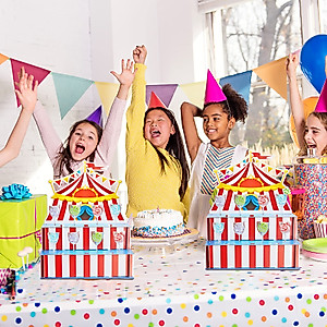 2 Pack Circus Tent Shaped Lollipop Stand 2 Tier Circus Lollipop Candy Stand 48 Suckers Dessert Table Display Set Carnival Theme Tent Design for Circus Birthday Party Favor Decoration Supplies