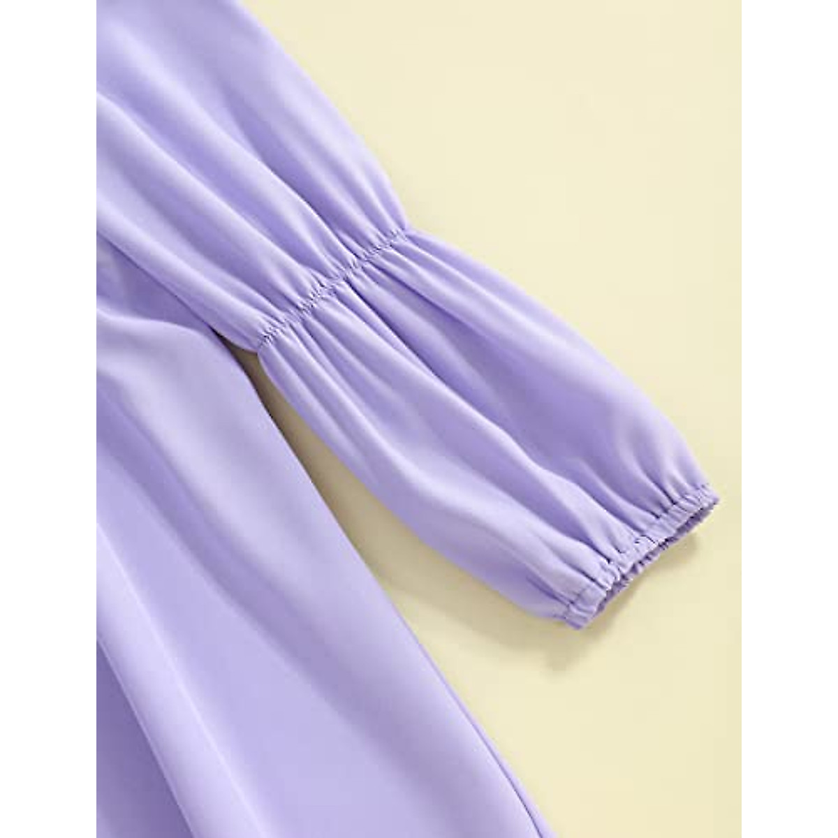 Girl Dresses Square Neck Long Puff Sleeve A-Line Casual Elegant Dress for Girls Purple 7-8 Years