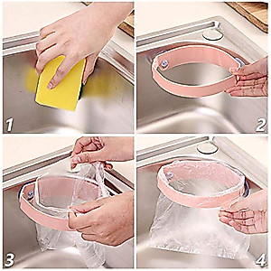 Foldable Kitchen Sink Trash Rack Strong Sucker Garbage Bag Holder Kitchen Trash Bracket Plastic Sink Clip-on Storage Rack, Random Color (Ellipse)