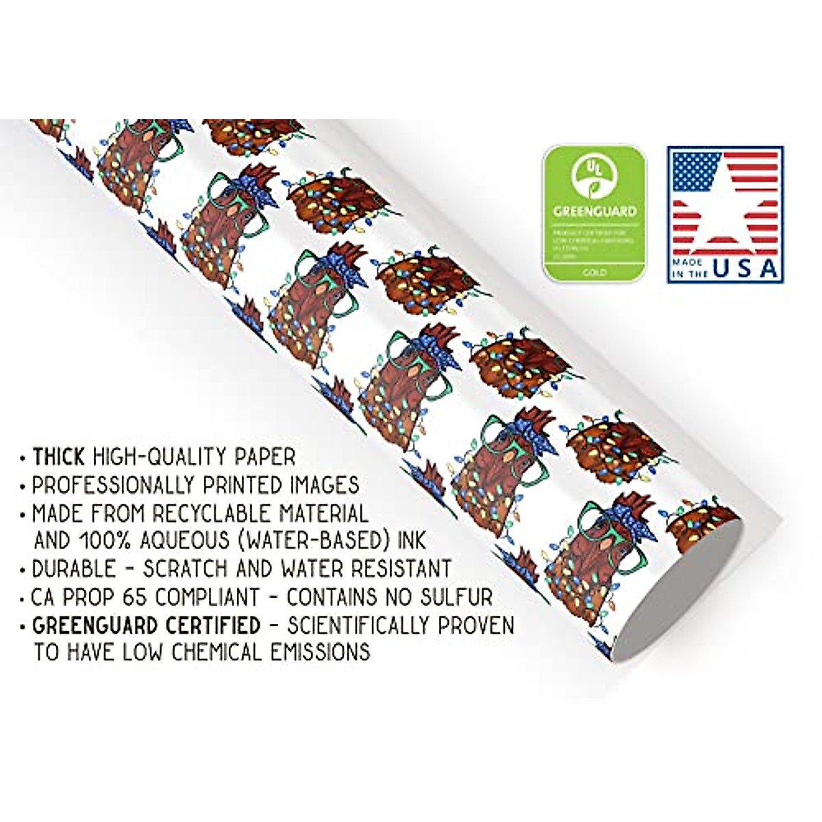 Funny Quirky Mama Chicken Gift Wrap Country X-mas Thick Christmas Wrapping Paper (6 foot x 30 inch roll)