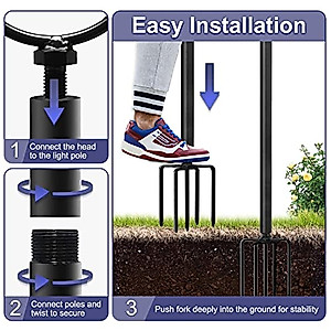 Eillion 3-in-1 String Light Poles for Hanging Outdoor String Lights, Patio Metal Light Pole for Outside Garden, Backyard, Parties Bistro (4PCS)