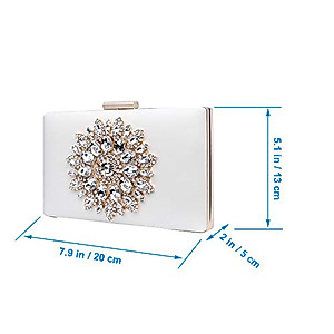 L-COOL Cute Diamond Evening Clutch Purse Shoulder Bag Crossbody Handbag With Chain For Women (White)