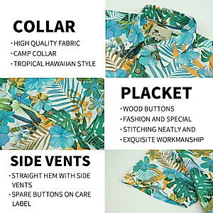 Damipow Hawaiian Shirts for Men Short Sleeve Aloha Beach Shirt Floral Summer Casual Button Down Shirts,White 5,L