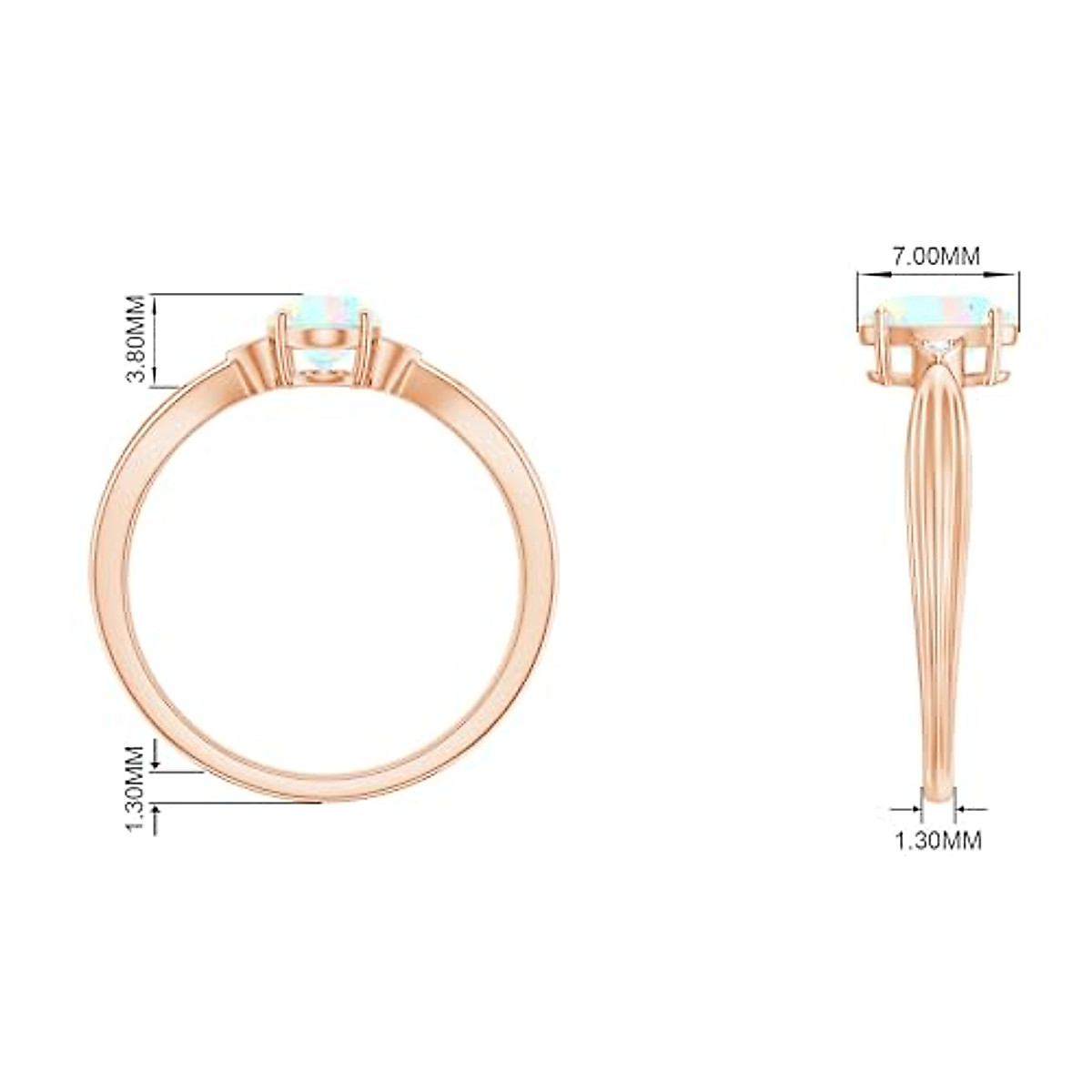 5X7 MM Oval Cut Ethiopian Opal Solitaire Ring with HI-SI Diamond | 1 Cttw | AAA Quality, 14K Rose Gold, Size:US 4.50