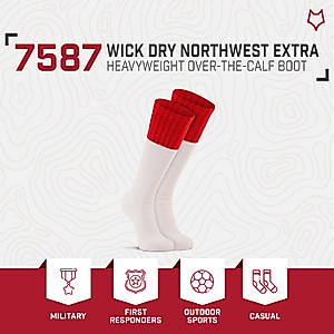 FoxRiver mens Wick Dry Northwest Extra-heavyweight Boot & Field Over-the-calf hiking socks, White, Large US