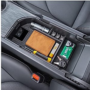 TOPINSTALL Center Console Tray Compatible with 2018-2023 Toyota Camry XLE XSE and 2020-2023 Camry LE SE with Dual USB Ports, Interior Accessories Armrest Storage Console Organizer Insert ABS Material