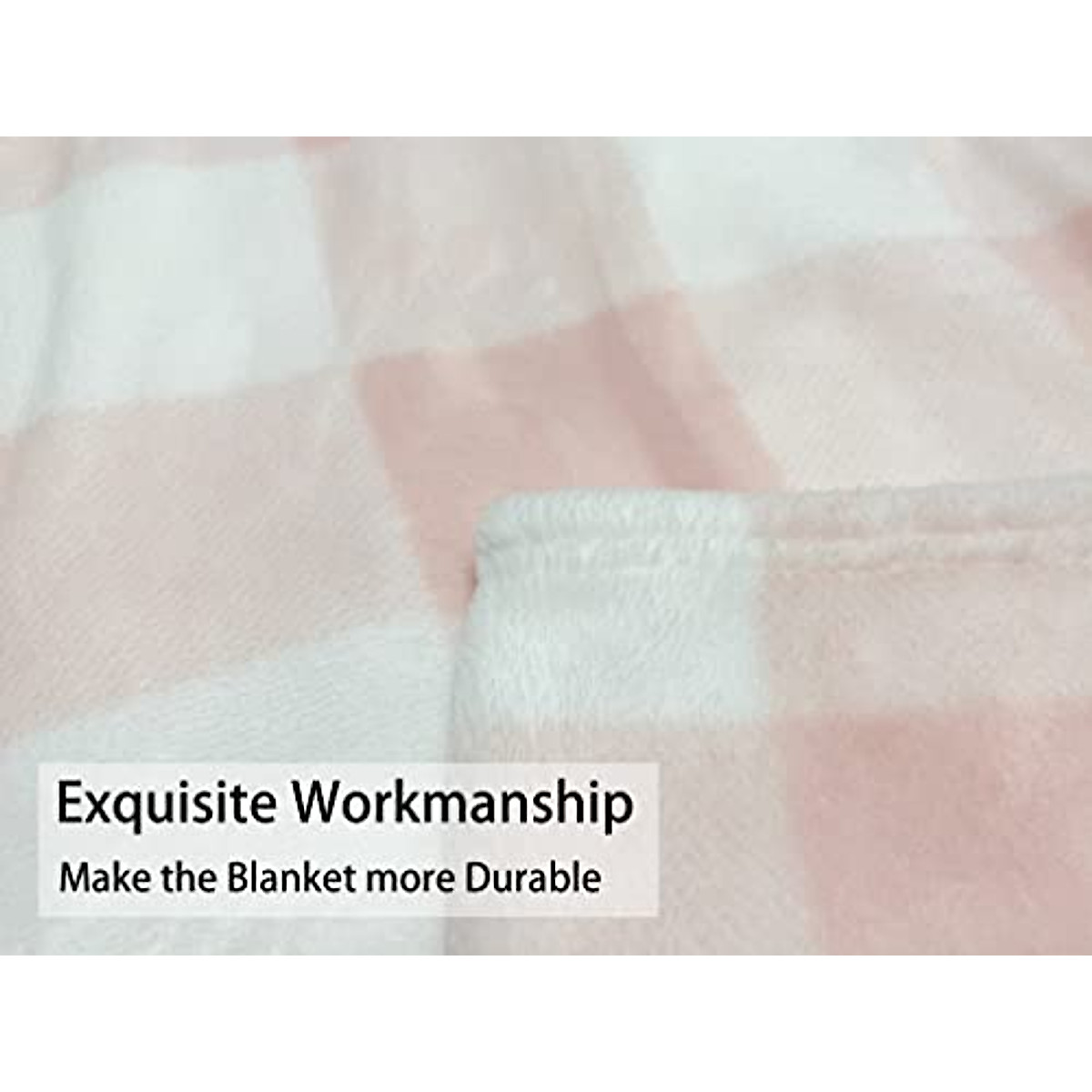 iMaylex Soft Flannel Fleece Tartan Blanket, Buffalo Plaid Pattern Blanket for Bed Couch Sofa, Cozy Lightweight Double Layer Fleece, 27x39 inch (70x100 cm), Pink and White