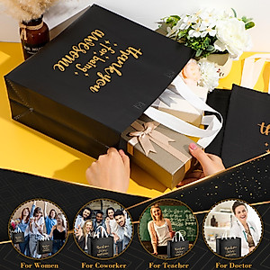 Sanwuta 12 Pcs Chrismas Employee Appreciation Gift Bag 12.2 x 4.7 x 11 Inch Glossy Thank You for Being Awesome Gift Bag for Women Coworker Staff Volunteer Team Gifts(Black)