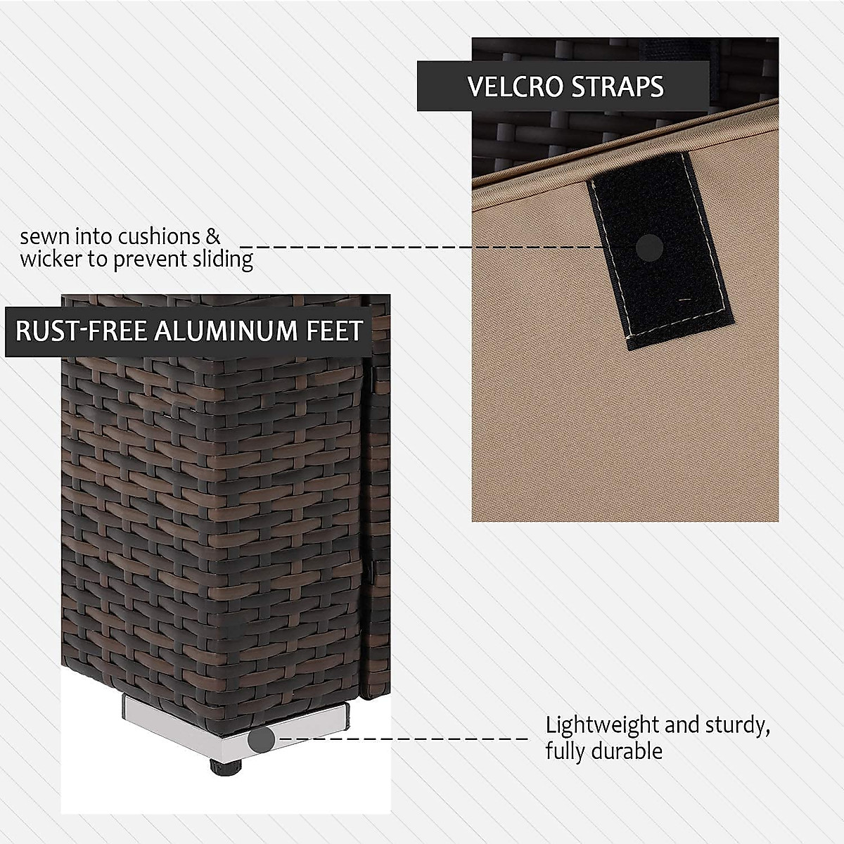 Incbruce 6 Piece Outdoor Patio Sofa Set, PE Rattan Wicker Patio Furniture Set All-Weather Patio Conversation Set with Glass Table and Removable Cushions (Brown)