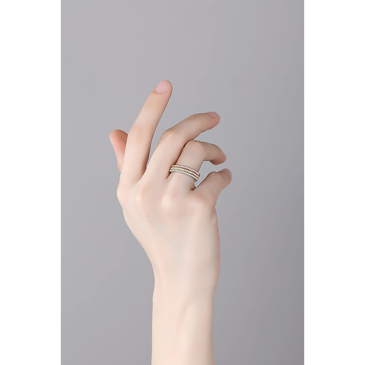 LAVISHE Rhodium Plated 925 Sterling Silver Ring Cubic Zirconia Stackable Wedding Bands Rings for Women 1pc Size 7