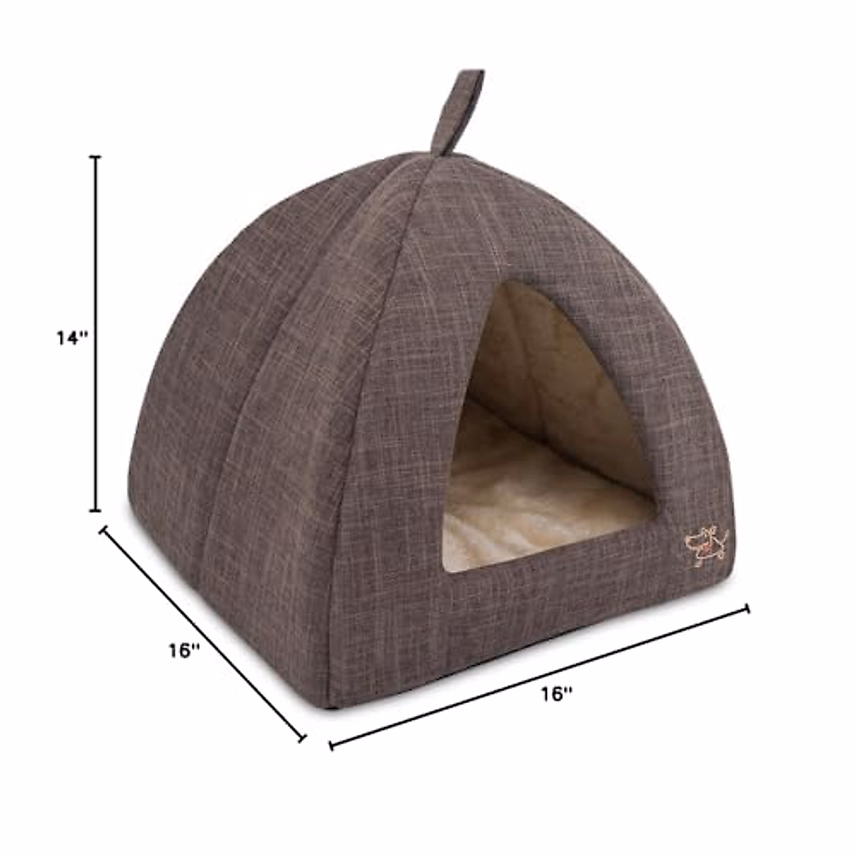 Pet Tent-Soft Bed for Dog and Cat by Best Pet Supplies - Brown Linen, 16" x 16" x H:14"