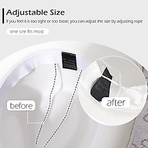 Gossifan Women Men Western Cowboy Cowgirl Hat Fedora Hat with Belt-Black Belt White