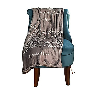 Double Creek Proverbs 31 Woman Lightweight Scripture Throw Blanket Inspirational Verses, Comfort Blanket 50"x 60" Gift for Women