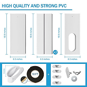 YoleShy Portable Air Conditioner Window Kit with Coupler Adjustable Window Seal for AC Unit, Sliding AC Vent Kit for Exhaust Hose, Universal for Ducting with 5.9 Inches Diameter