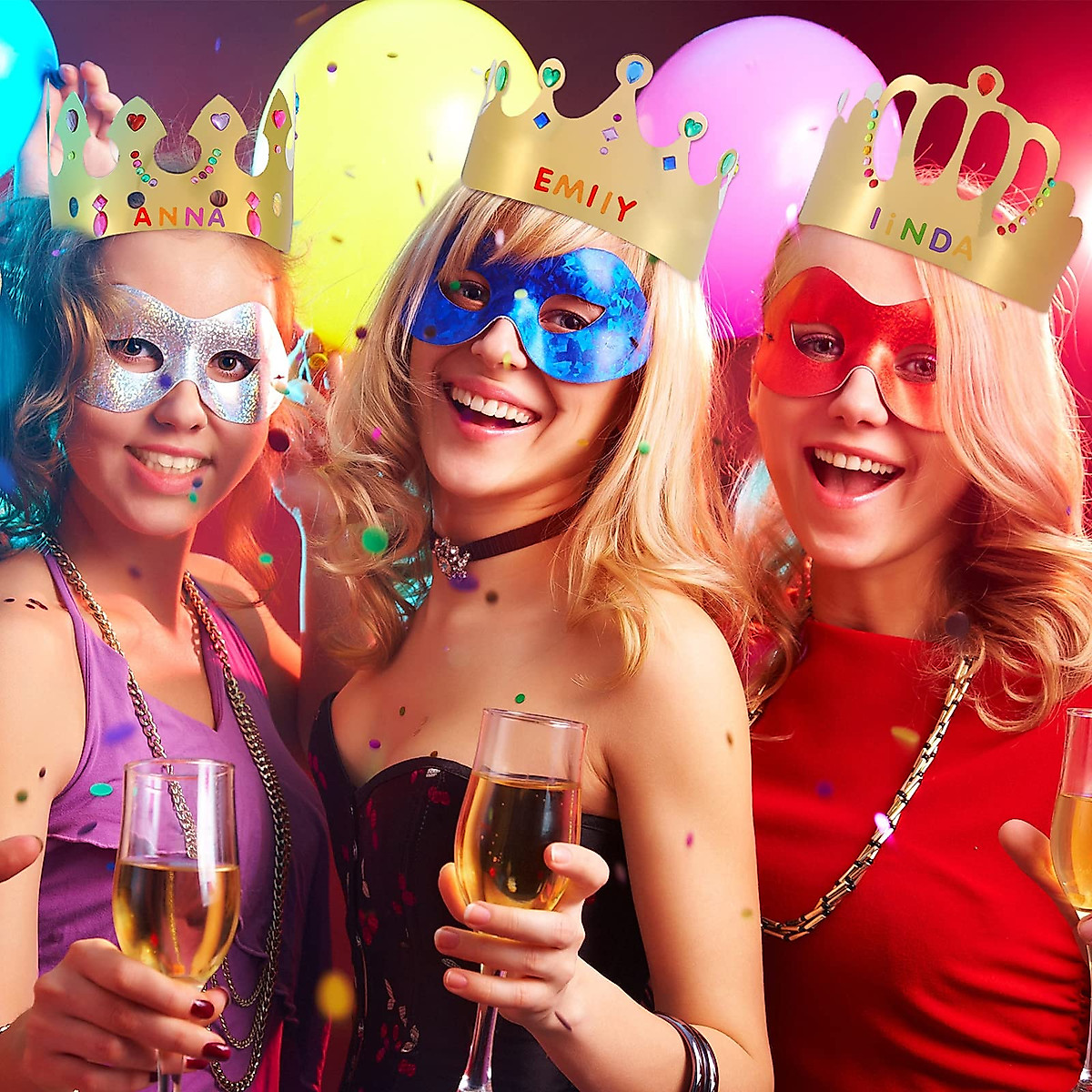 Paper Princess Prince Crowns for Kids Birthday Party Hats Gold for Boys Girls DIY Crown Supplies (Classic Style,34 Pieces)