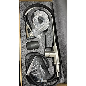 Generic Kitchen Faucet with Extendable Sprayer, Single Handle Hot and Cold Water Kitchen Faucet, Stainless Steel Faucet, Three Use Modes Faucets, Brushed Finish