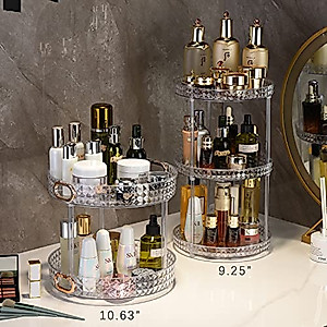 ROWNYEON Rotating Makeup Organizer 2 Tier skincare organizers Bathroom Organizer Perfume Organizer Spinning Cosmetics Organizer for Vanity，Cabinets, Pantry, Fridge, Countertops，Kitchen