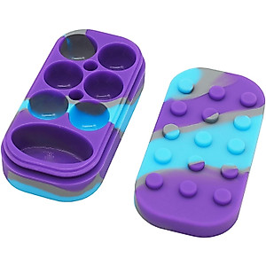 vitakiwi 34ml Silicone Multi Compartment Containers 15ml Skull Food Storage Jar Non-stick Multi Use (Purple Blue Gray)