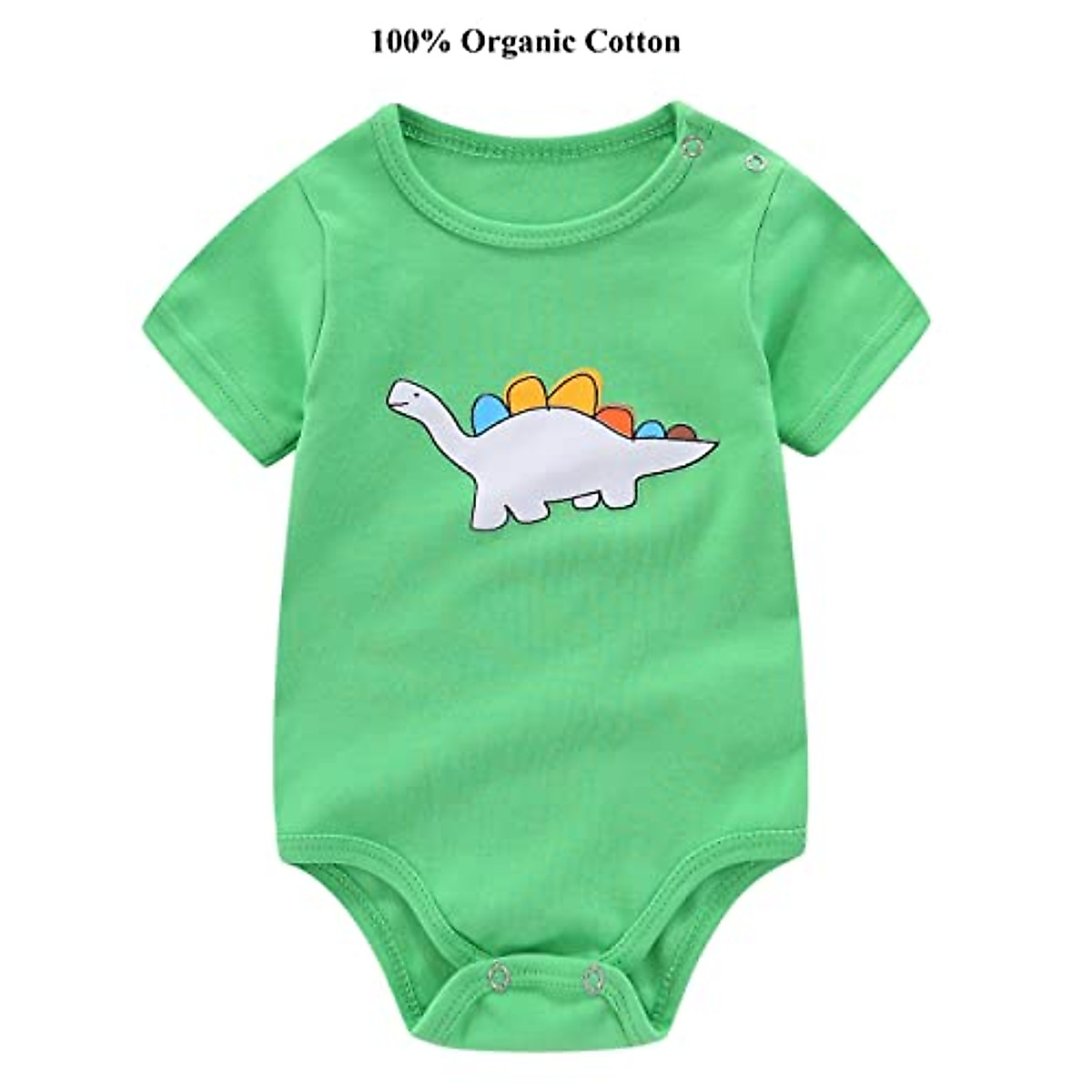 FLORNO Unisex Baby Bodysuits 5-Pack Baby Short Sleeve Bodysuits Onesies Bodysuit Short-Sleeve Bodysuits0 Organic Cotton (9-12 Months)