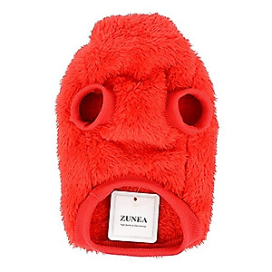Zunea Fleece Dog Sweater Coat Winter Warm Jacket Coat for Small Dogs Soft Fuzzy Puppy Clothes with D-Ring for Harness Leash Pullover Cold Weather Pet Apparel for Chihuahua Doggy Cats Red XXL