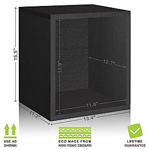 Way Basics Cube Plus Cubby Organizer (Tool-Free Assembly and Uniquely Crafted from Sustainable Non Toxic zBoard Paperboard), Black Wood Grain