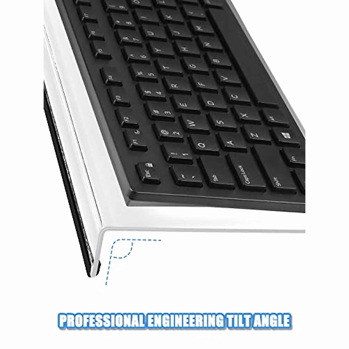 Kalolary 3 Pcs Acrylic Tilted Computer Keyboard Holder with Mouse & Keyboard Wrist Rest Pad, Computer Keyboard Stand Set for Easy Ergonomic Typing for Office Desk, Home, School