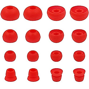 BLLQ Red Replacement Silicone Ear Tips Earbuds Buds for Powerbeats 3 Wireless Beats by dre Headphones, Eartips 16PCS 8 Pairs 4 Size Options for Powerbeats3 Red pbr16