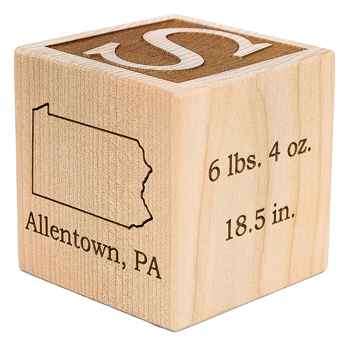 Personalized Wood Baby Birth Block, Choose from 3 Sizes, Solid Hardwood, Laser Engraved, New Baby Gifts, Newborn Gifts (3")