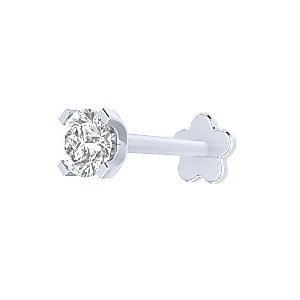 Demira Jewels Elegant 0.06 ct Diamond Nose Stud in 14K White Gold - Internally Threaded Screw Back, HI Color, Versatile Nose Pin, Lip Labret, Monroe Ring.