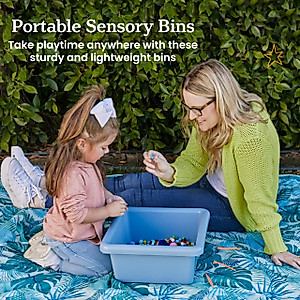 ECR4Kids Square Bin with Lid, Storage Containers, Powder Blue, 2-Pack