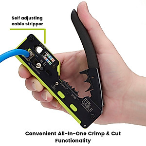 trueCABLE All-In-One Pass Through RJ45 Crimp Tool | Works with Cat5e, Cat6, Cat6A Ethernet RJ45 Connectors, Shielded & Unshielded Standard Modular Plugs | Ethernet Crimping Tool | RJ45 Crimper
