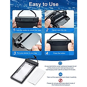 Wellhouse Universal Waterproof Phone Pouch, Waterproof Phone Case Compatible for iPhone 14 13 12 11Pro Max XS Plus Samsung Galaxy S22 Cellphone Up to 7.0", IPX8 3D Cellphone Dry Bag for Vacation-Black
