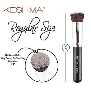 Flat Top Kabuki Foundation Brush By KESHIMA - Premium Makeup Brush for Liquid, Cream, and Powder - Buffing, Blending, Flawless Face Brush
