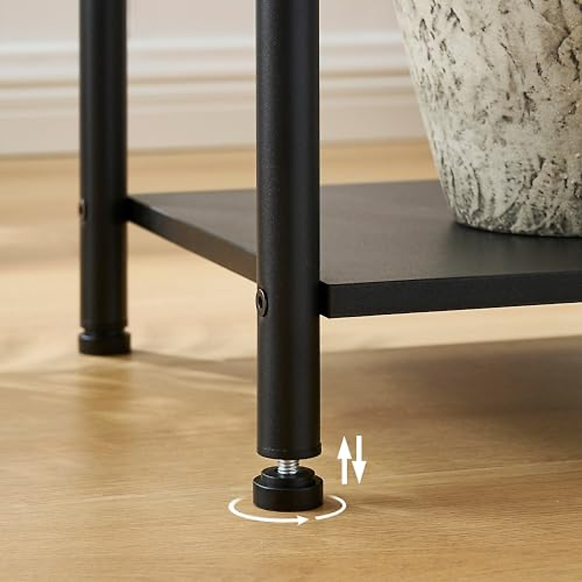 Tajsoon Small End Table with 2 Tier Storage Shelves, Small Side Table for Small Spaces, Sofa Table, Bedside Table, Small Table for Living Room, Bedroom, Sturdy Frame & Easy Assembly