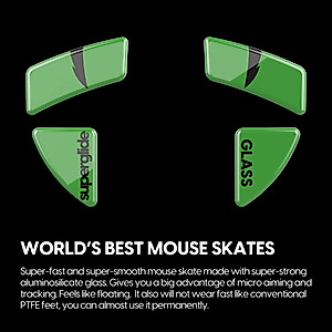 Superglide1 - Super Smooth Polished Surface Mouse Feet/Skates Made with Ultra Strong Flawless Glass Super Fast Smooth and Durable Sole for Razer Viper Ultimate [Green]