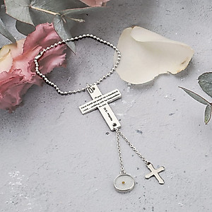 BAUNA Car Cross Hanging Ornament with Faith Real Mustard Seed Pendant Inspirational Bible Verse Car Pendant Home Vehicle Interior (Mustard Seed Pendant)